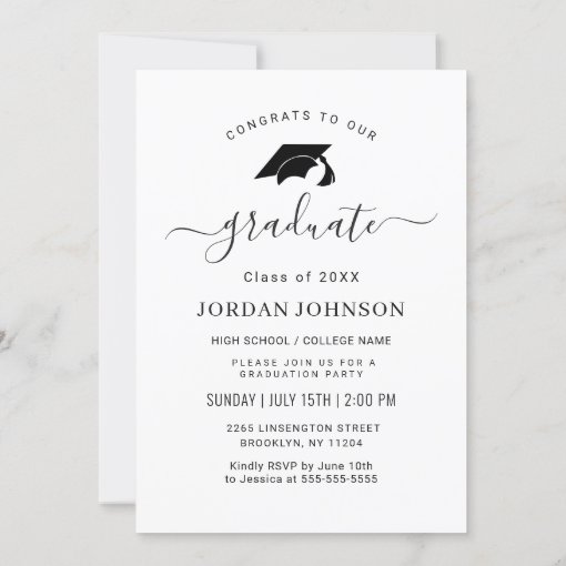 Modern Minimalist PHOTO Graduation Party Invitation | Zazzle