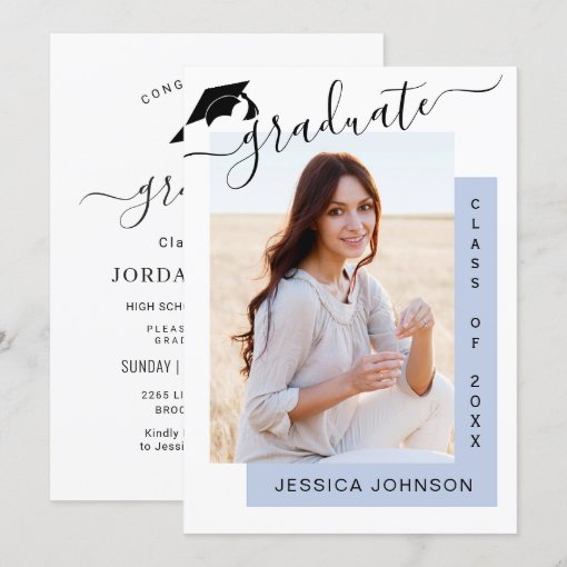 Modern Minimalist PHOTO Graduation Party Invitation | Zazzle