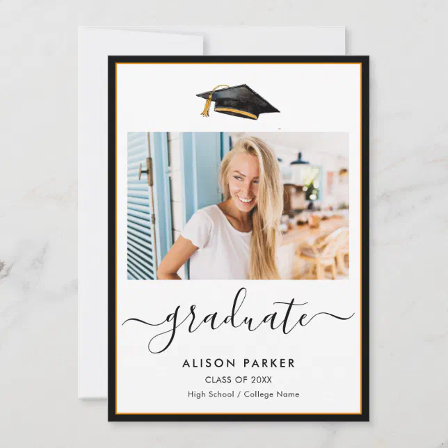 Modern Minimalist photo Graduation party Invitation | Zazzle