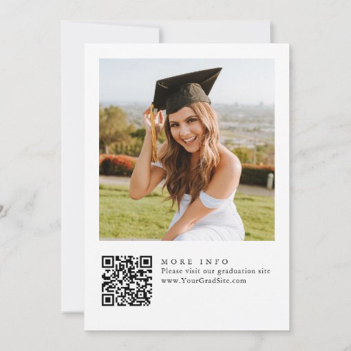 Modern Minimalist PHOTO Graduation Party QR code Invitation | Zazzle