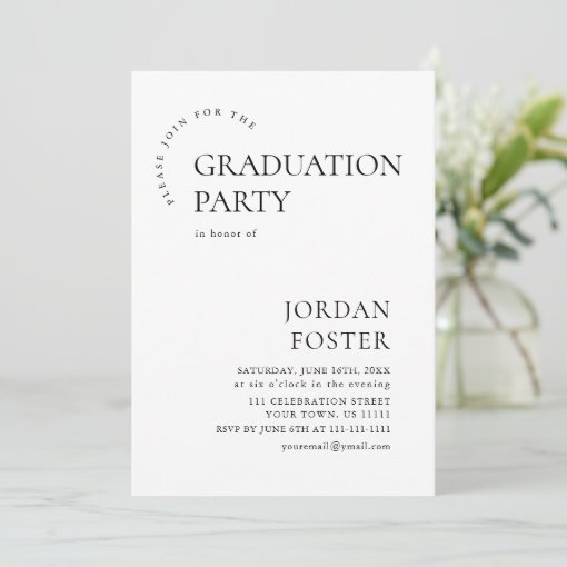 Modern Minimalist PHOTO Graduation Party QR code Invitation | Zazzle