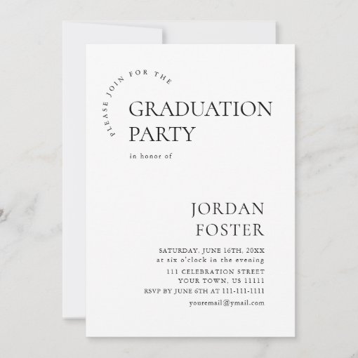 Modern Minimalist PHOTO Graduation Party QR code Invitation | Zazzle