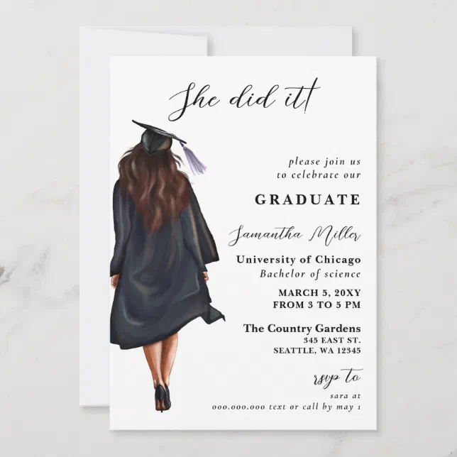 Modern Minimalist Photo She Did It Graduation Invitation | Zazzle