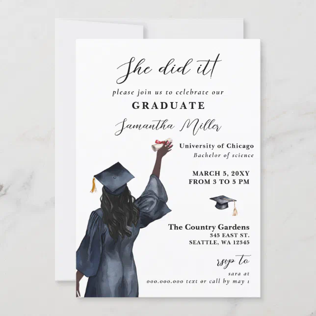 Modern Minimalist Photo She Did It Graduation Invitation | Zazzle