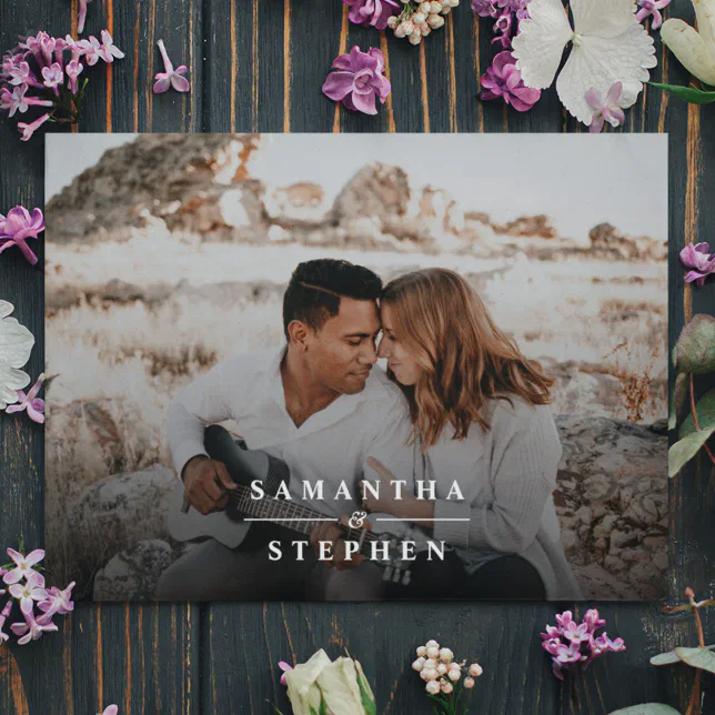 Modern Minimalist Photo Wedding Invitation Postcard | Zazzle