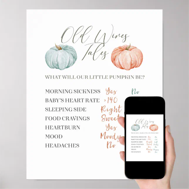 Modern Minimalist Pink Peach and Mint Pumpkin Poster | Zazzle