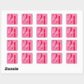 Modern Minimalist Pink Red 21st Birthday Square Sticker | Zazzle