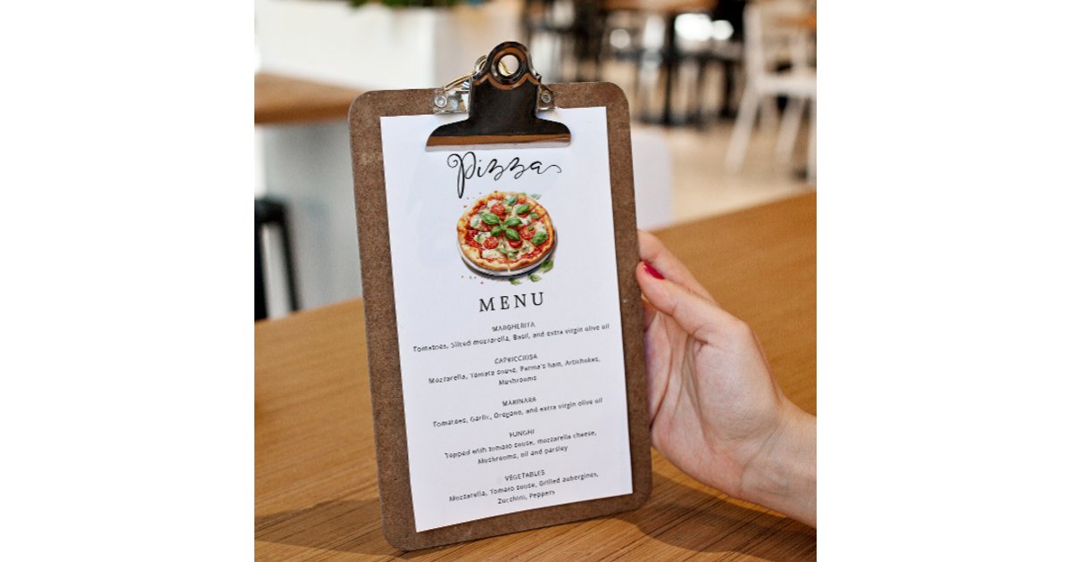 Modern Minimalist Pizza Menu | Zazzle