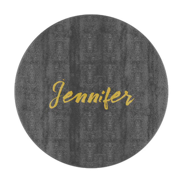 Modern Minimalist Plain Calligraphy Name Grey Gold Cutting Board | Zazzle