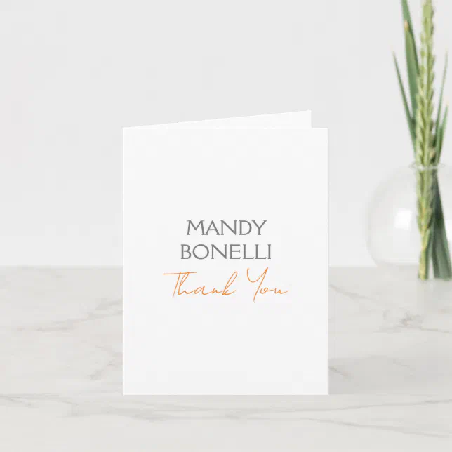 Modern Minimalist Plain Personalized Thank You Note Card | Zazzle