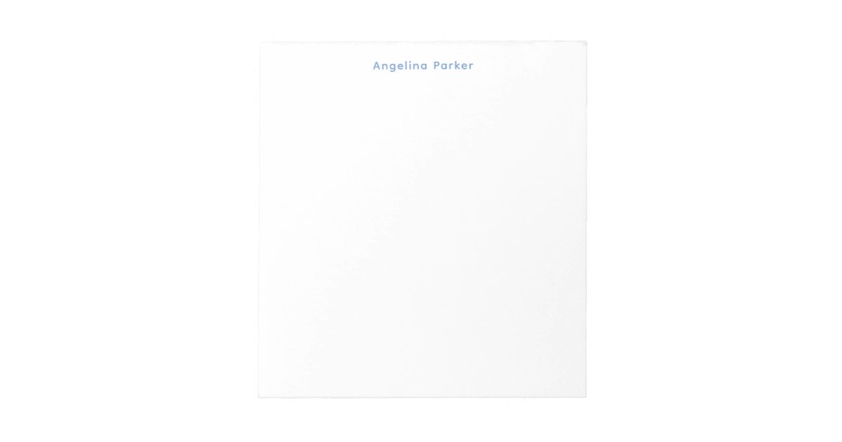 Modern Minimalist Plain Simple Blue White Notepad | Zazzle