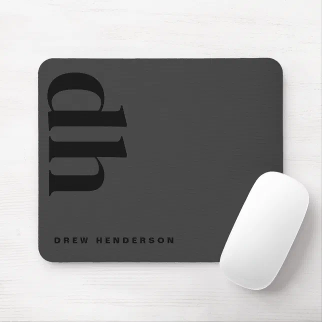 Modern Minimalist Professional Black Monogram Mouse Pad | Zazzle