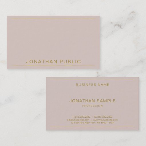 Modern Minimalist Professional Elegant Gold Text Business Card | Zazzle