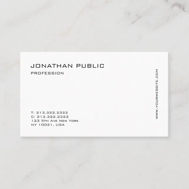 Modern Minimalist Professional Elegant White Sleek Business Card | Zazzle
