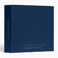 Modern Minimalist Professional Navy Blue 3 Ring Binder | Zazzle