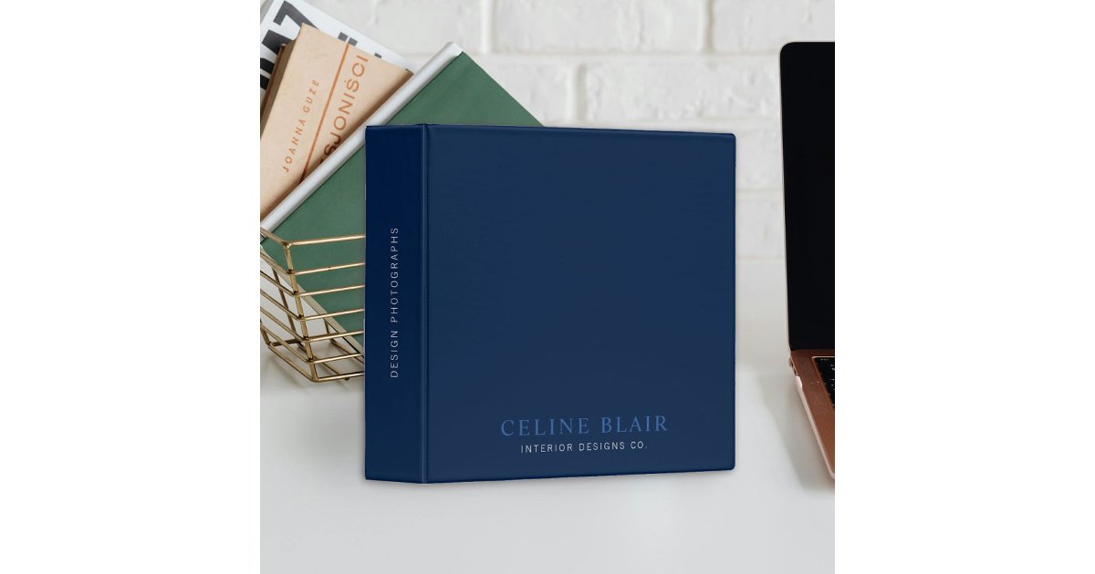 Modern Minimalist Professional Navy Blue 3 Ring Binder | Zazzle