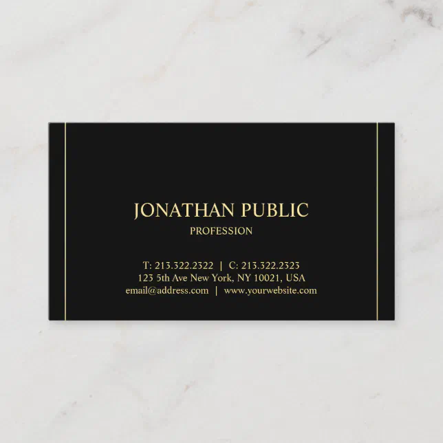 Modern Minimalist Professional Template Gold Text Business Card | Zazzle