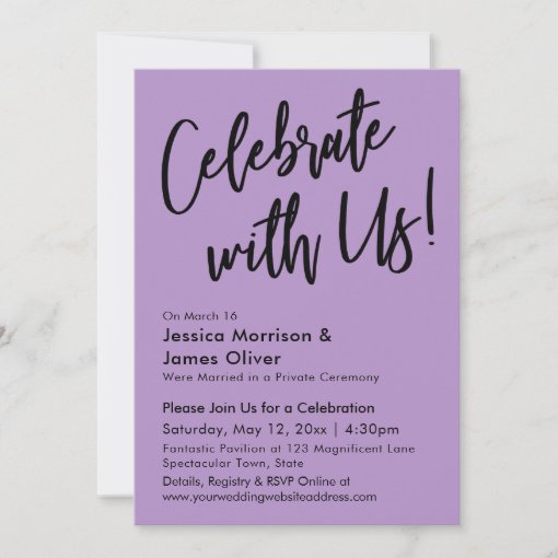 Modern Minimalist Purple Celebrate with Us! Invitation | Zazzle