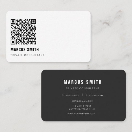 Modern Minimalist QR Code Business Card | Zazzle