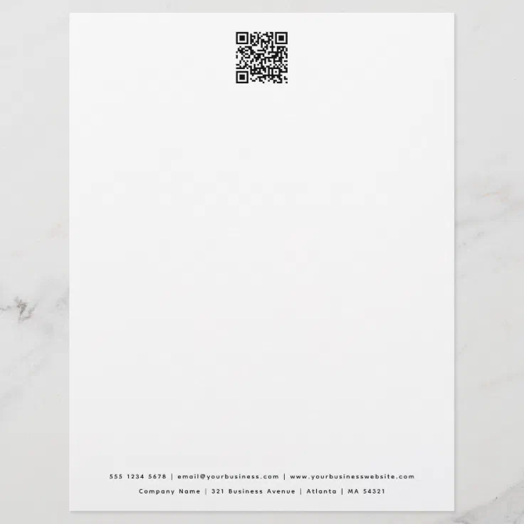 Modern Minimalist QR Code Business Letterhead | Zazzle