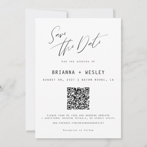 Modern Minimalist QR Code Photo Save The Date | Zazzle
