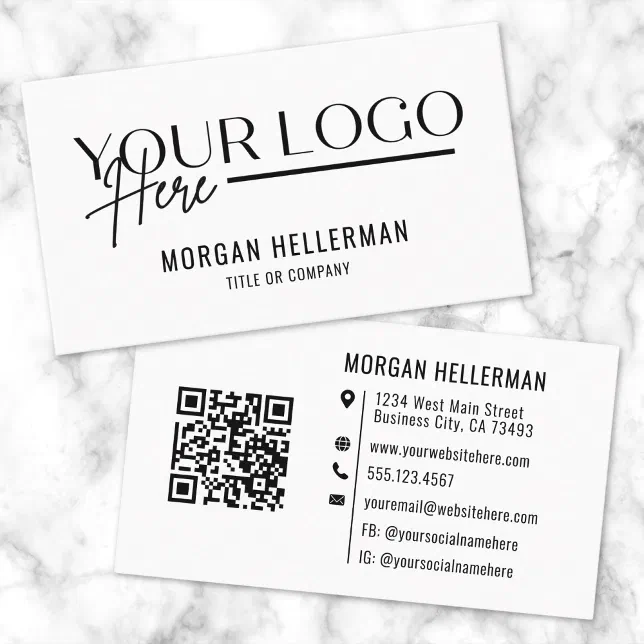 Modern Minimalist QR Code Professional Logo Business Card | Zazzle