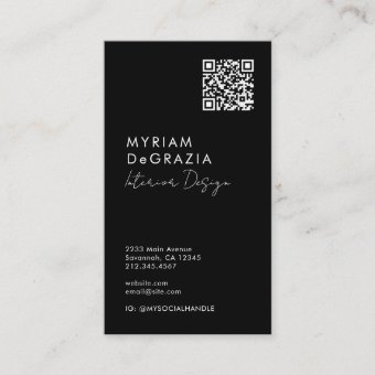 Modern Minimalist QR Code Script Business Logo Business Card | Zazzle