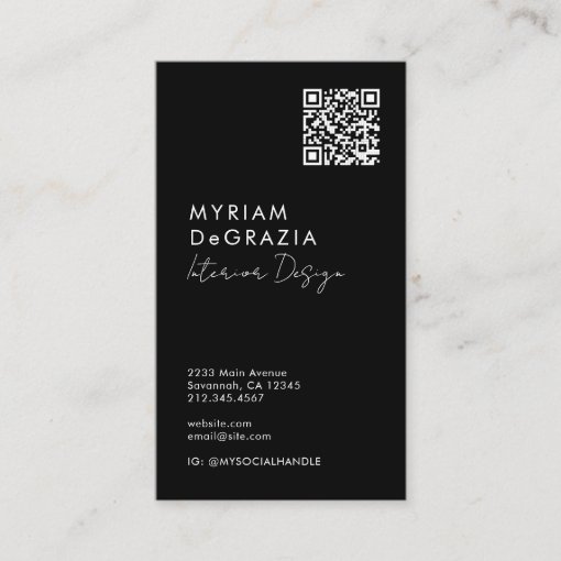 Modern Minimalist QR Code Script Business Logo Business Card | Zazzle