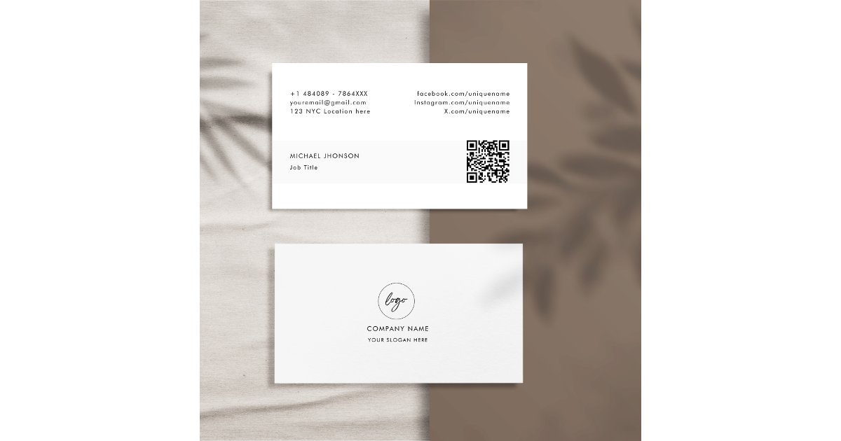 Modern Minimalist Qr Code Social Media Logo Business Card | Zazzle