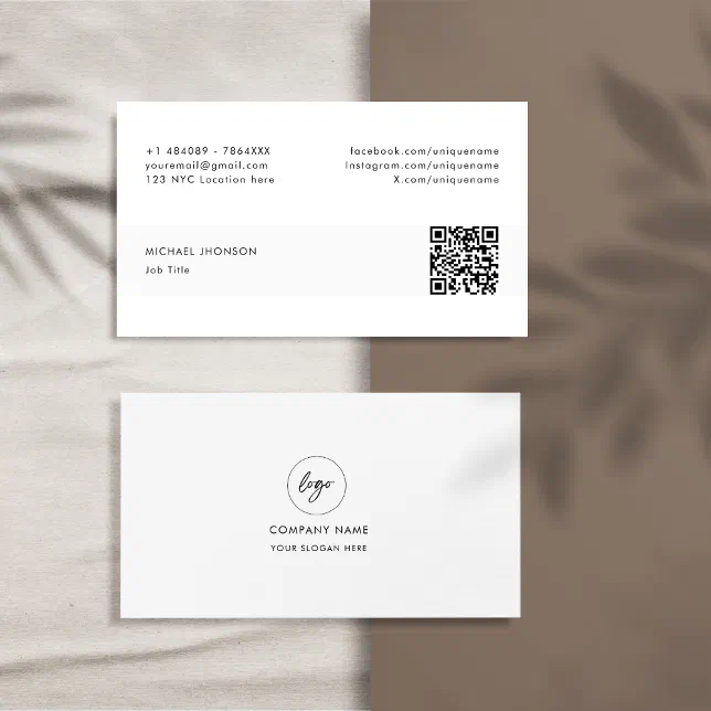 Modern Minimalist Qr Code Social Media Logo Business Card | Zazzle