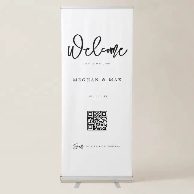 Modern Minimalist Qr Code Wedding Welcome Sign | Zazzle