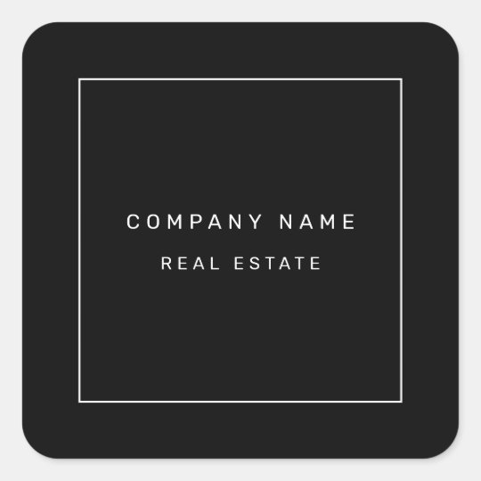Modern Minimalist Real Estate Black Square Sticker | Zazzle.com