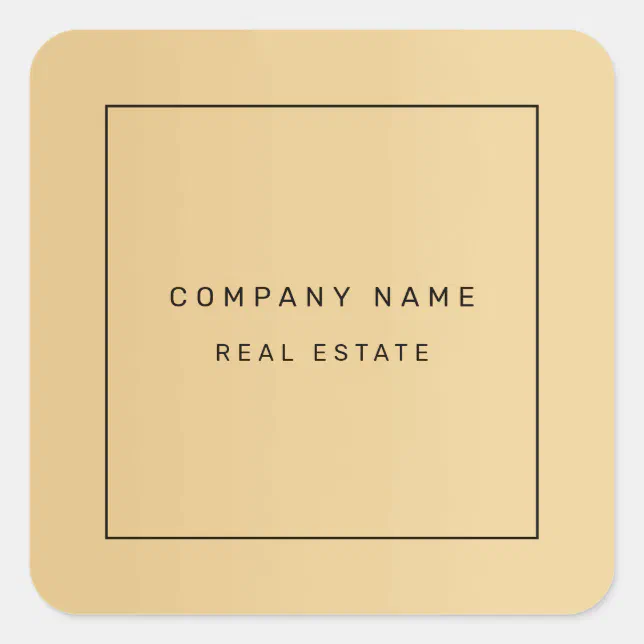Modern Minimalist Real Estate Golden Square Sticker | Zazzle