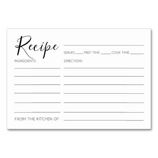 Modern Minimalist Recipe Cards Bridal Shower | Zazzle.com