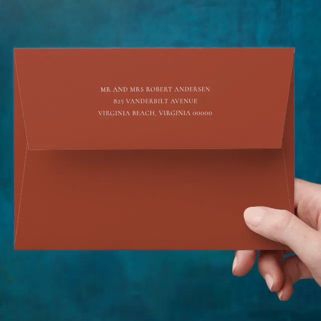 Modern Minimalist Rust Teracotta Wedding Envelope | Zazzle