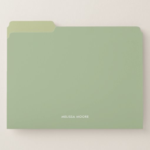 Modern Minimalist Sage Green Custom Text File Folder | Zazzle