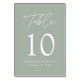 Modern Minimalist Sage Green Wedding Table Number | Zazzle