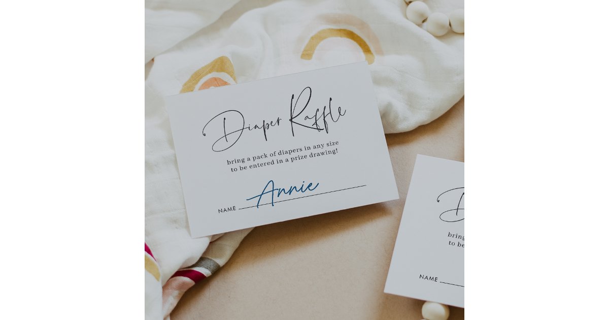 Modern Minimalist Script Baby Shower Diaper Raffle Enclosure Card | Zazzle