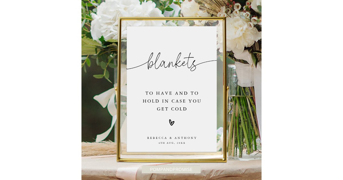 Modern Minimalist Script Blanket Wedding Sign | Zazzle