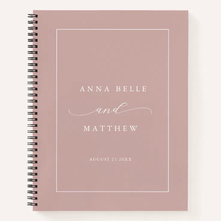Modern Minimalist Script Blush Pink Wedding Notebook | Zazzle