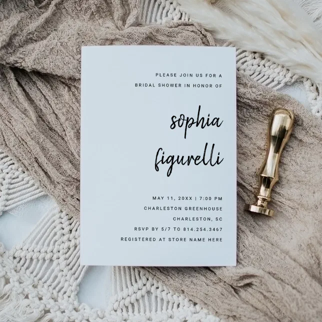 Modern Minimalist Script | Bridal Shower Invitation | Zazzle