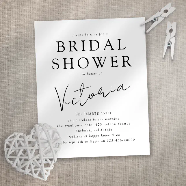 Modern Minimalist Script Bridal Shower Invitation | Zazzle