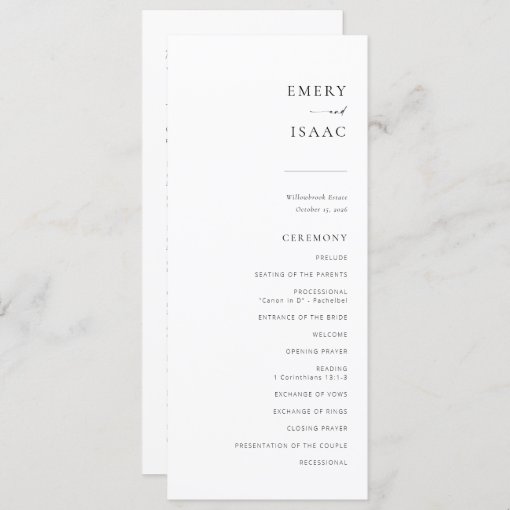 Modern Minimalist Script Chic Wedding Program | Zazzle