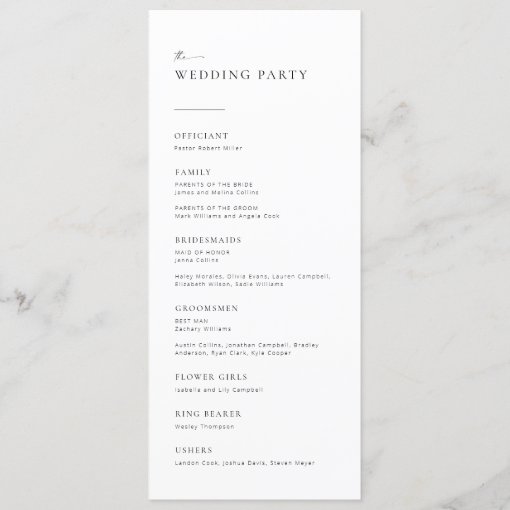 Modern Minimalist Script Chic Wedding Program | Zazzle