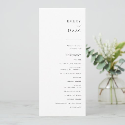Modern Minimalist Script Chic Wedding Program | Zazzle