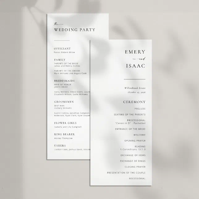 Modern Minimalist Script Chic Wedding Program | Zazzle