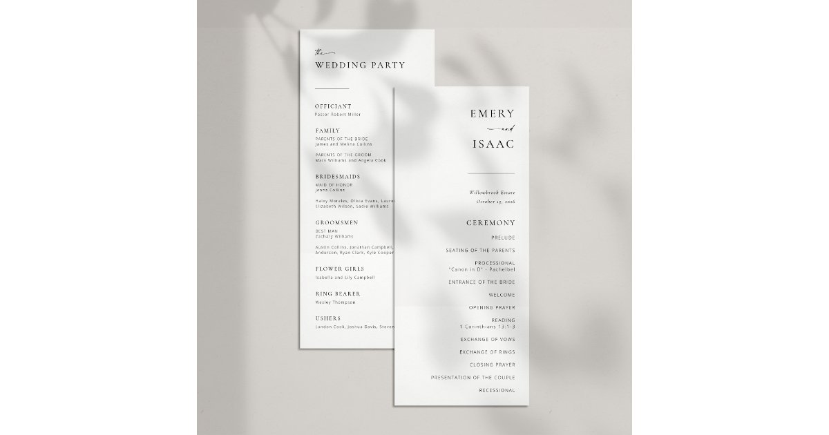 Modern Minimalist Script Chic Wedding Program | Zazzle