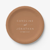 Modern Minimalist Script Custom Wedding Terracotta Paper Plates | Zazzle