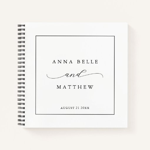 Modern Minimalist Script Elegant Wedding Guest Notebook | Zazzle