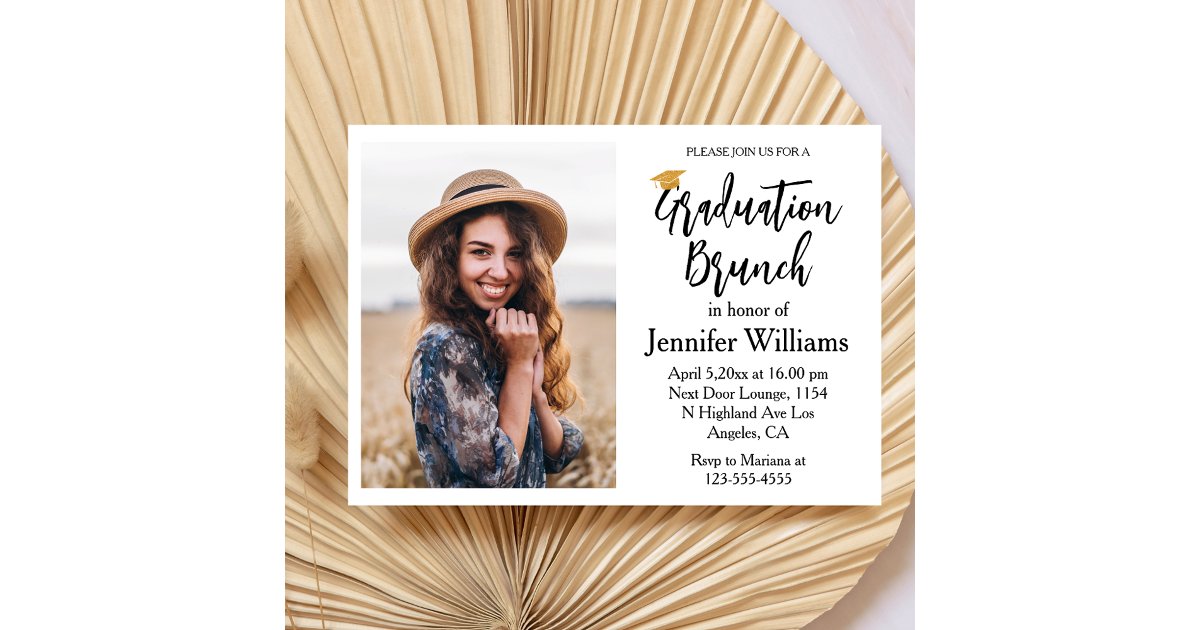 modern minimalist script graduation brunch photo invitation | Zazzle